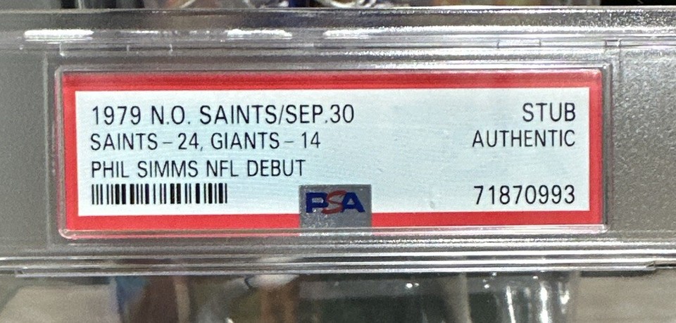 NFL DEBUT Super Bowl MVP Phil Simms Ticket Stub NY New York Giants 9/30 ...
