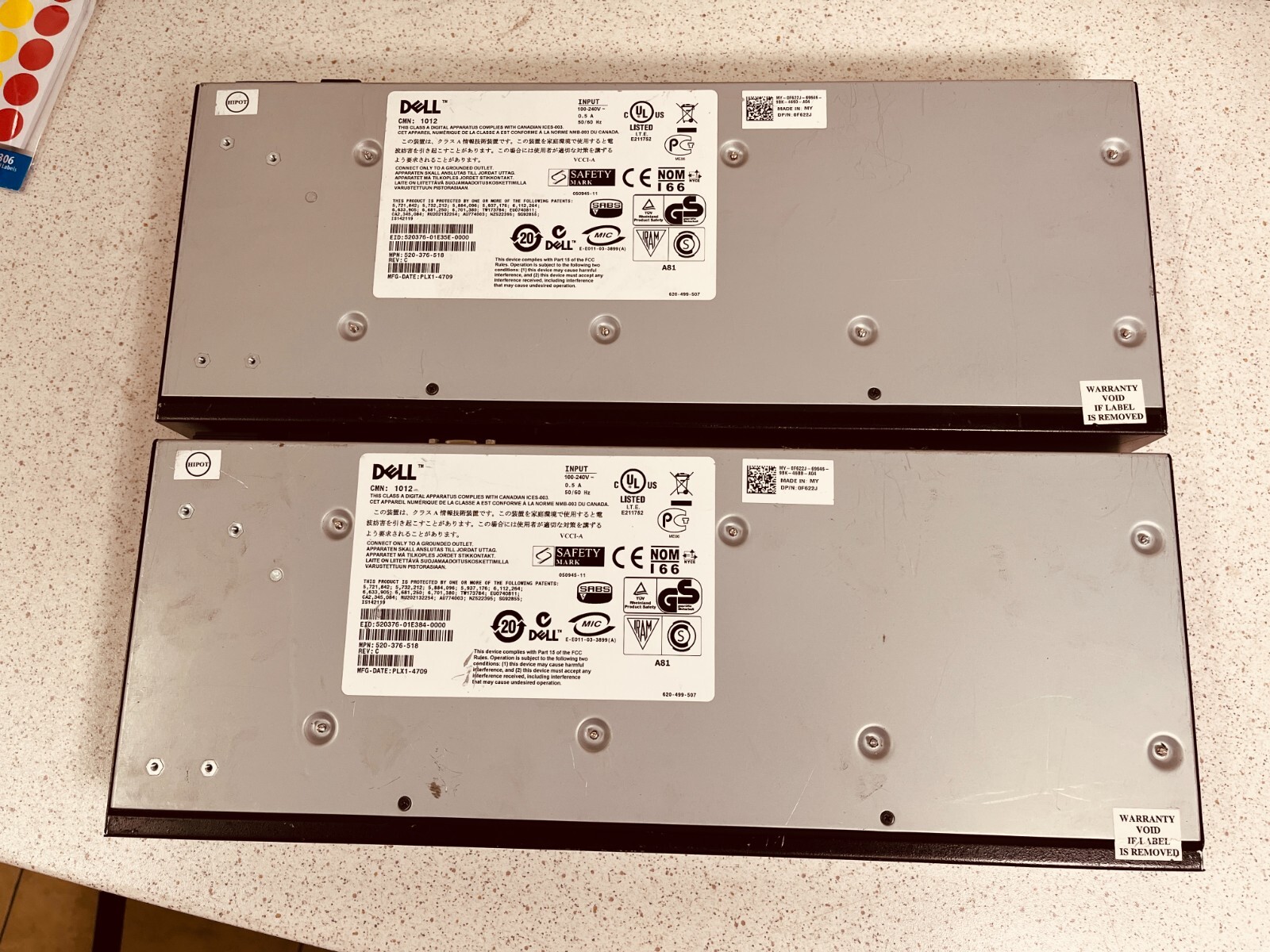 Lot of 2 Dell PowerEdge 180AS CMN1012 - 8 Port Console Switch working ...