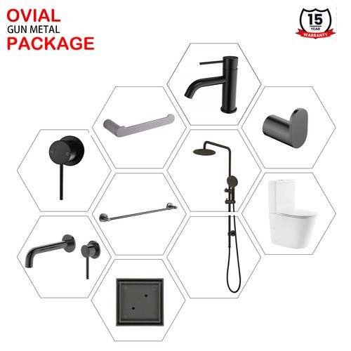 Ovial Round Gunmetal Bathroom Package Toilet Mixer Shower Spout ...