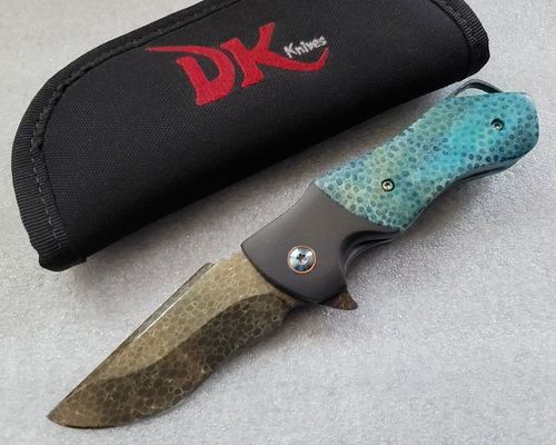 David Kulis Custom/DK Knives Spectre, Dragonskin Damascus, Blue ...