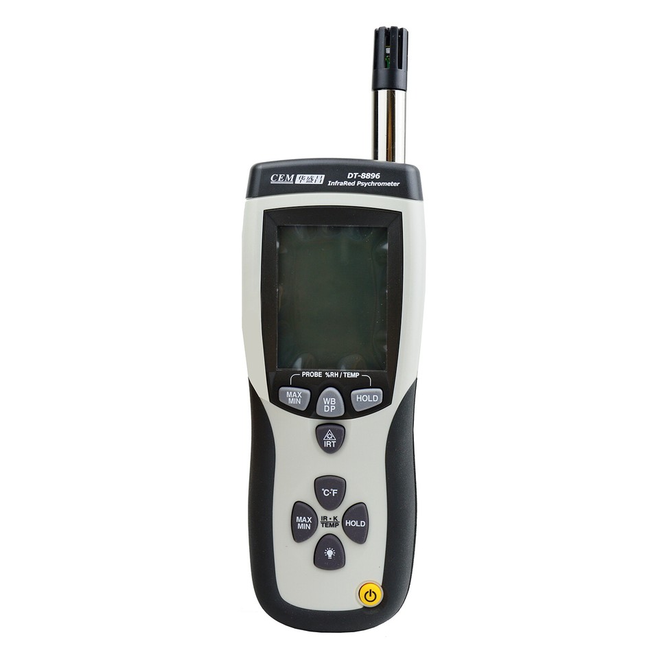 CEM DT-8896 Psychrometer with InfraRed Thermometer Triple Digital LCD ...