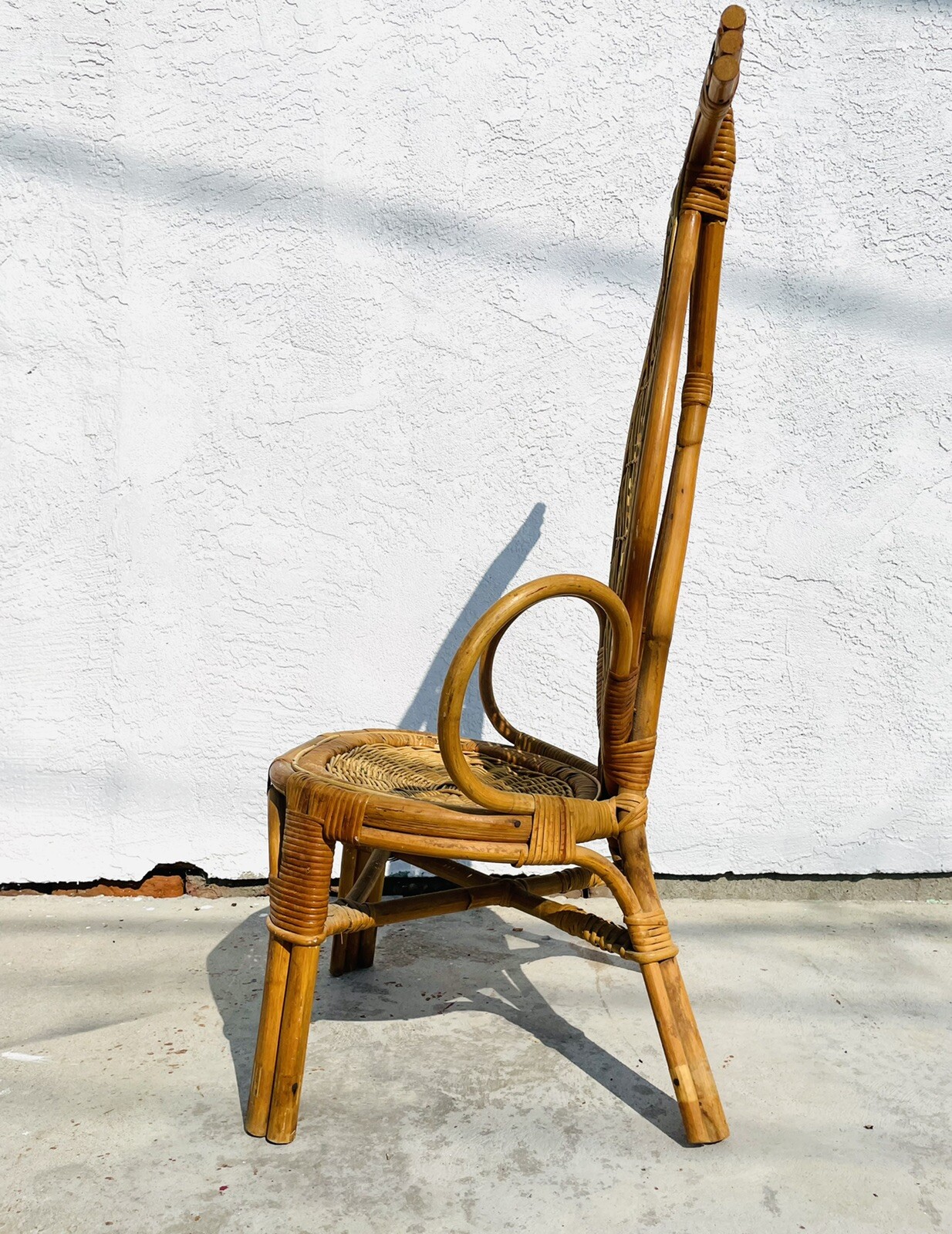 Rare Mid century Bamboo and Rattan High Back Chair - Rattan Accent ...