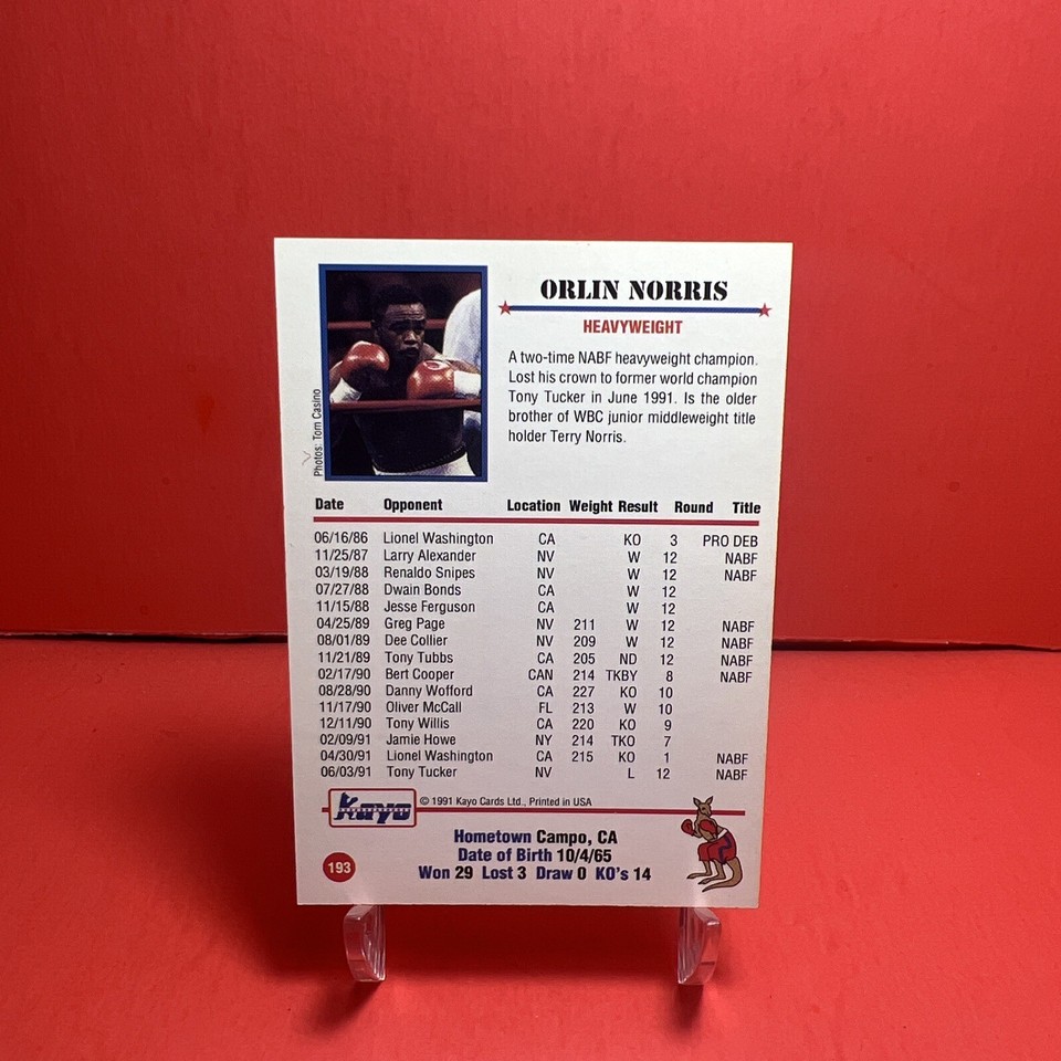 1991 Kayo Boxing Orlin Norris #193 VG🦄 | eBay