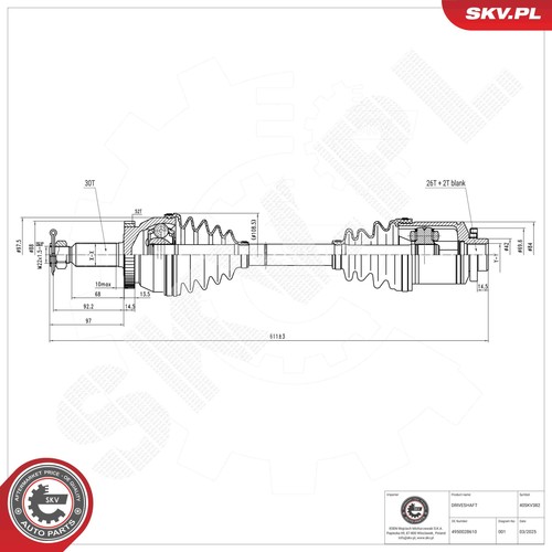 40SKV382 ESEN SKV ANTRIEBSWELLE FÜR HYUNDAI 495002B610 NEU | eBay.de