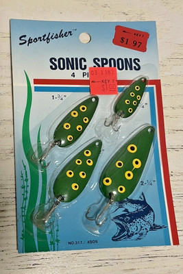 Sonic Spoons Frog Sportfisher Kmart Vintage Lures Metal 4 Pack Japan ...