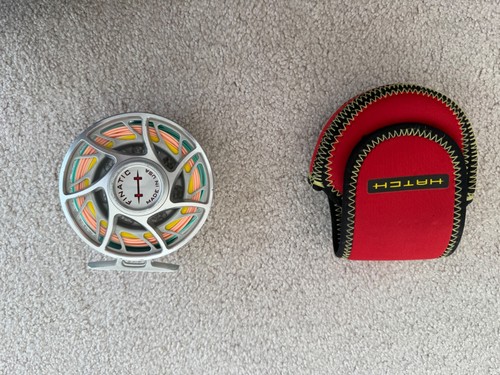 Hatch Finatic 7+ clear/red fly reel with wf8f fly line | eBay