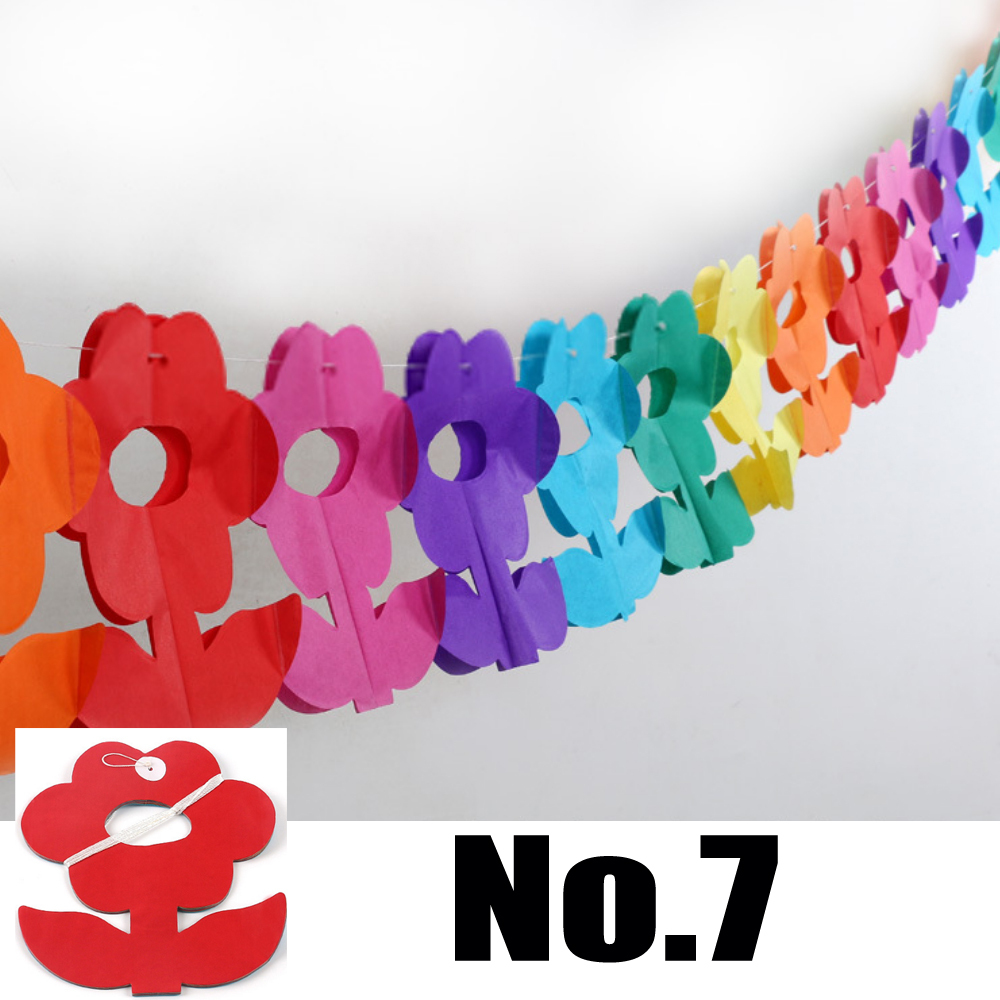 Rainbow colours Hanging Paper Chain Flower Wedding Birthday Party ...