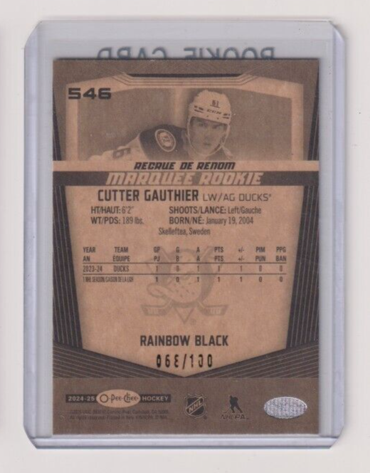 2024/25 OPC CUTTER GAUTHIER BLACK RAINBOW FOIL MARQUEE ROOKIE #ed /100 ...