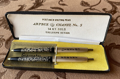 Vintage Arpege Chanel No. 5 14k Gold Filigree Perfumed Ball Point Pens ...