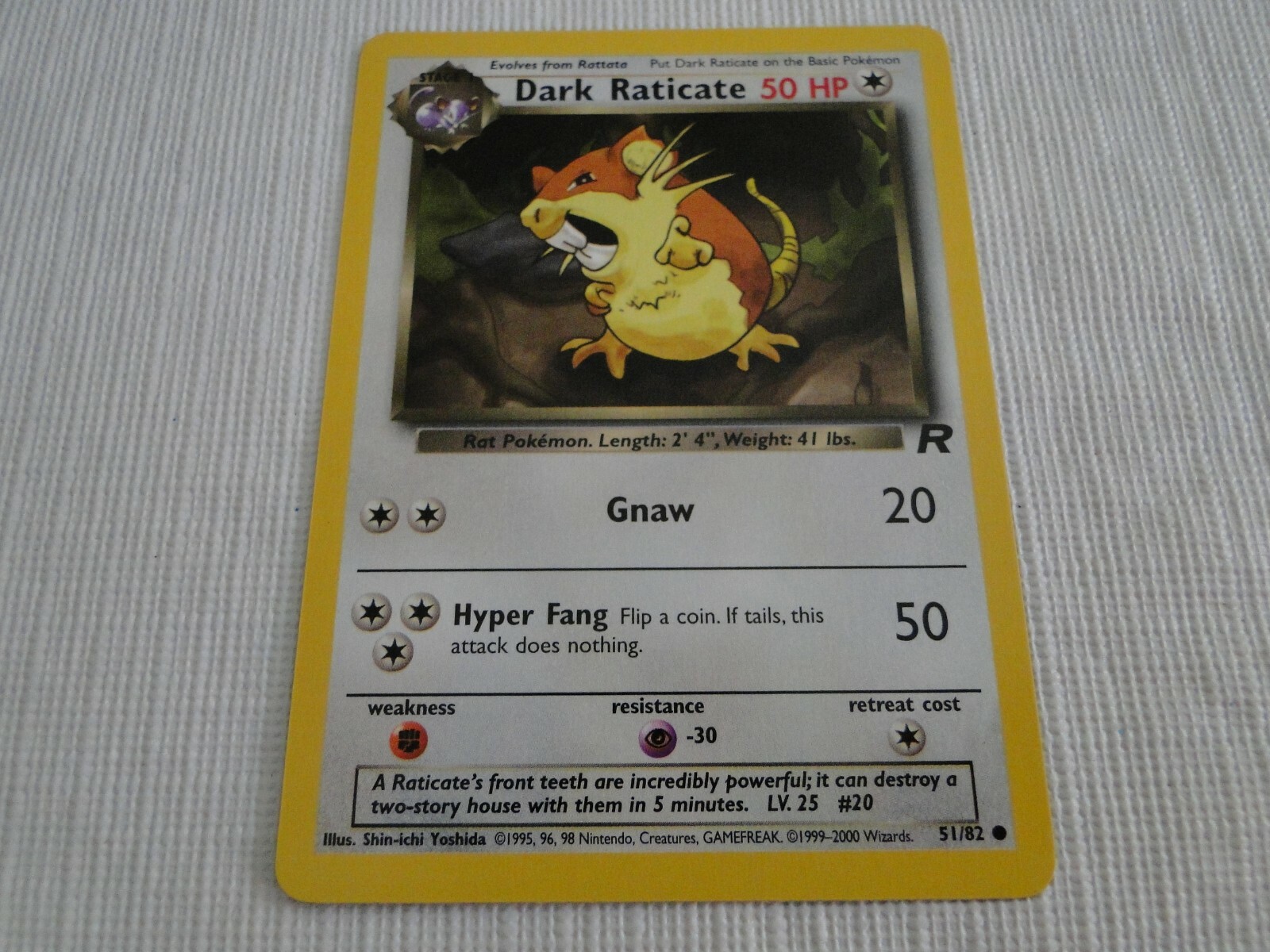 2000 Pokemon Wizards Team Rocket Dark Raticate Card 51/82 | eBay