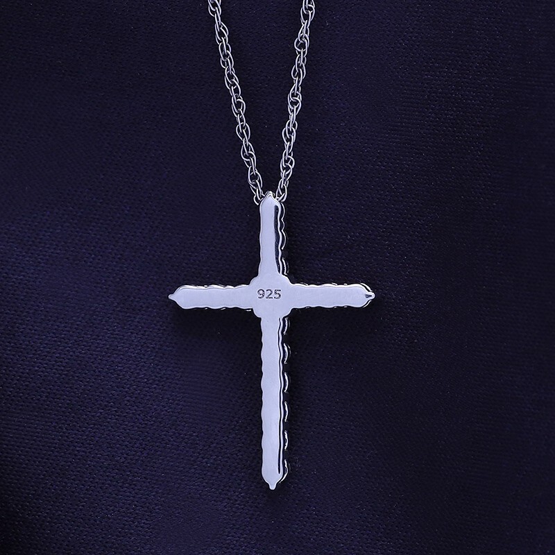 1/2ct Lab Grown Diamond Cross Pendant 18" Necklace in 14K White Gold ...