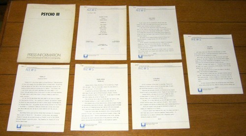 Psycho 3 Press Kit 1986 Universal Pictures RARE!! | eBay