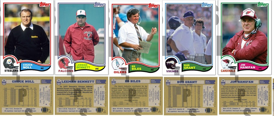 1982 STCC Legendary NFL Coaches 15 card set Series 2 Grant Noll Knox ...