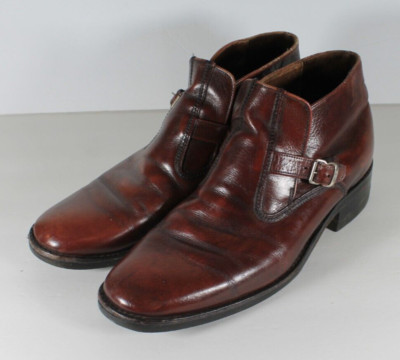 Vintage Freeman Free-Flex Brown Leather Ankle Boots Monk Strap Shoes ...