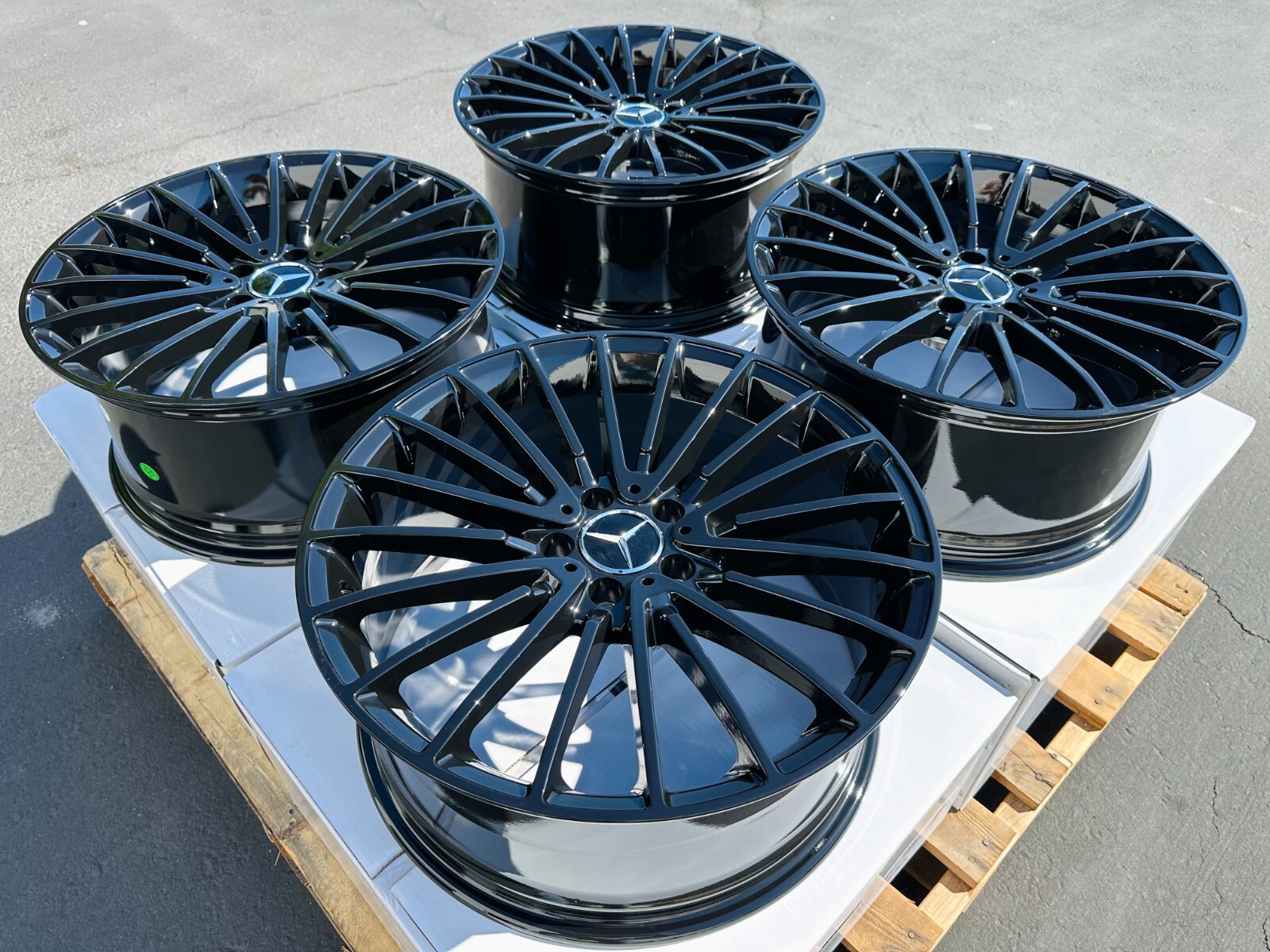 4 NEW 19" Black Wheels 19x8.5 Squared Rims Fits: Mercedes E300 E350 ...