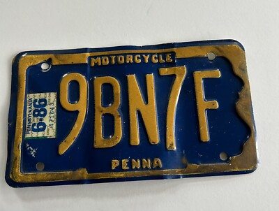 Expired 1986 Pennsylvania PA Motorcycle License Plate 9BN7F | eBay