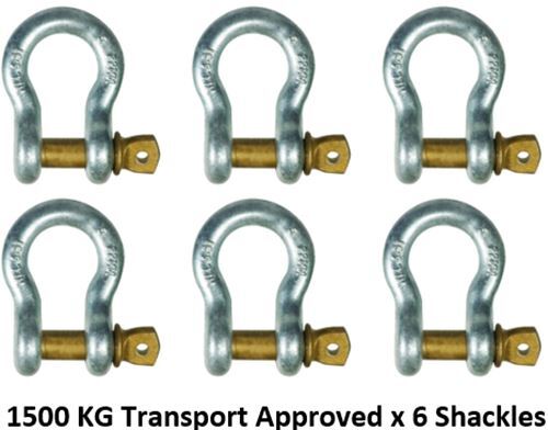 Tested Shackles x 6 Pieces Transport Approved 1500KG SWL Trailer Tow ...