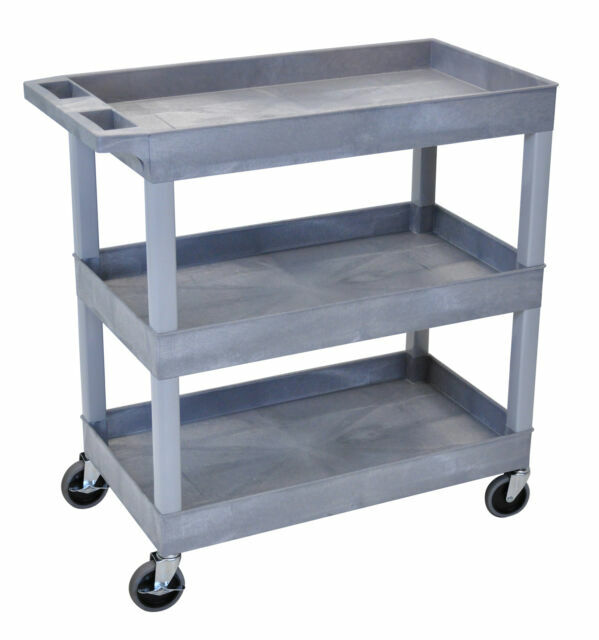 Luxor Ec111 3 Shelf High Capacity Tub Cart Gray for sale online | eBay