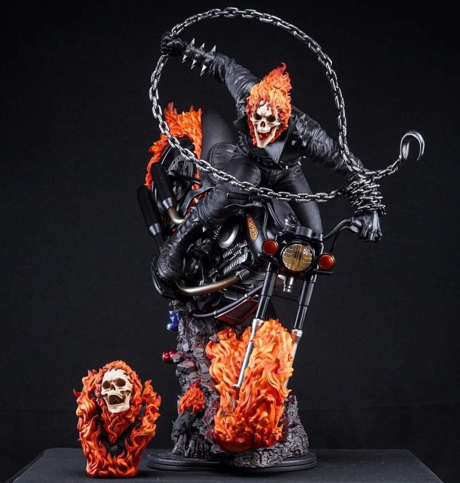 Custom 1/4 LL Digitals Marvel Ghost Rider Statue On Bike Franco ...