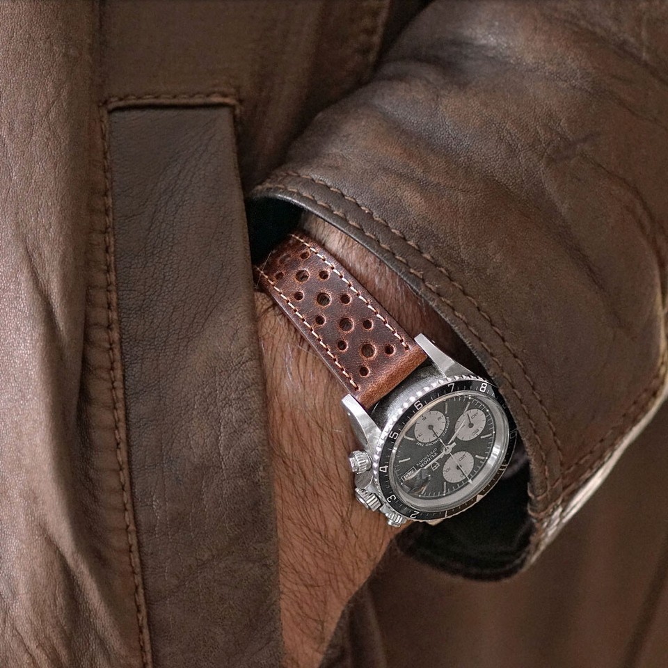 B & R Bands Le Mans Italian Leather Racing Watch Band Strap 18mm 19mm ...