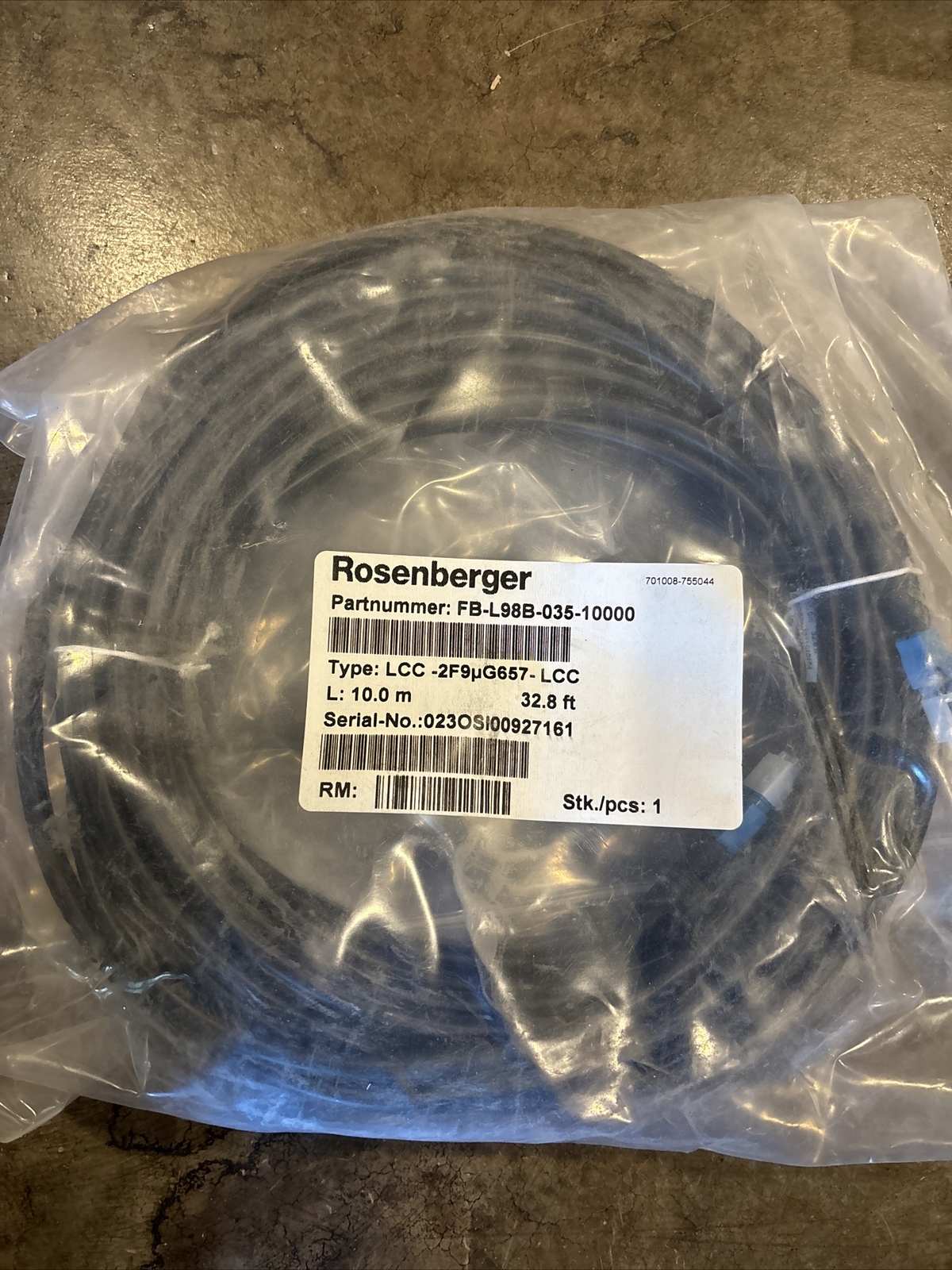 Rosenberger FB-L98B-035-10000 LCC-2F9uG57-LCC FTTA Fiber Cable Assembly ...