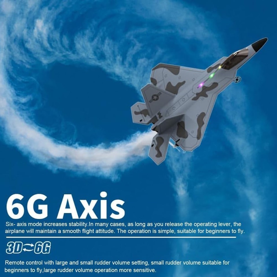 RC Plane F22 Raptor Model 4CH 3D6G RC Airplane for Adults Kids 2.4Ghz ...