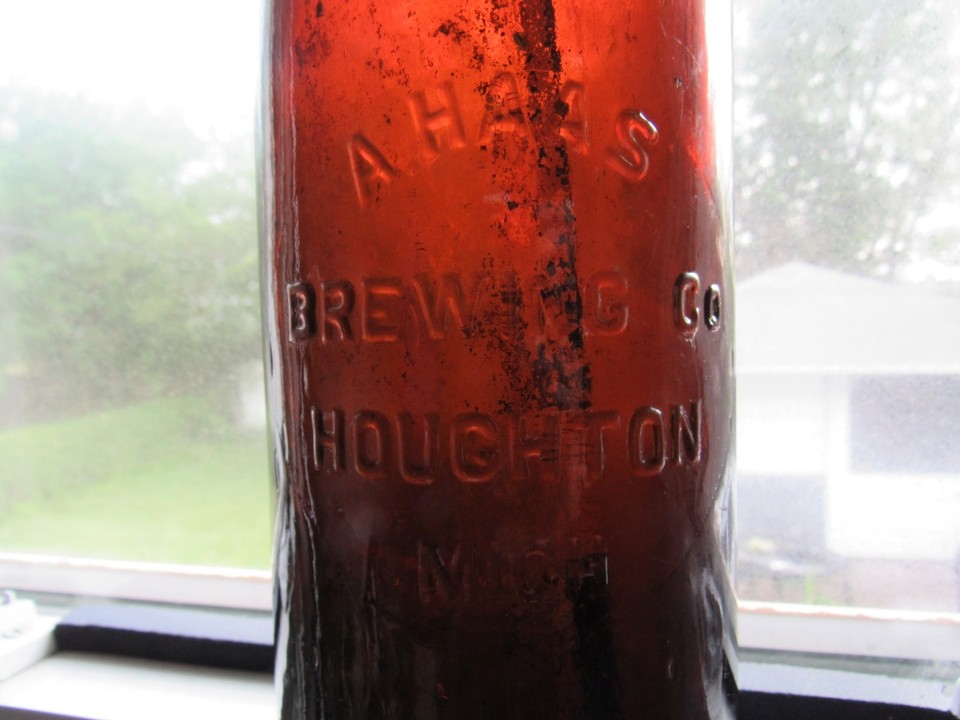 Amber A. Haas Brewing Co. Houghton Mich. 1890 Antique Quart Beer Bottle ...