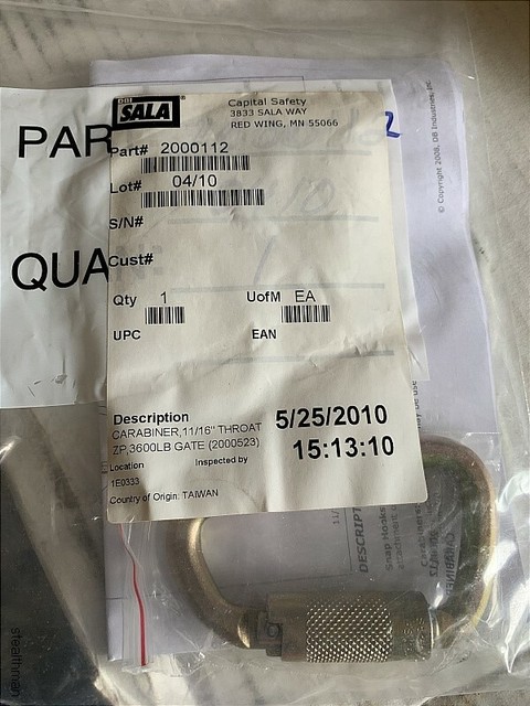 Steel Carabiner 3600 LB Self Closing 3m DBI-SALA 2000112 for sale ...