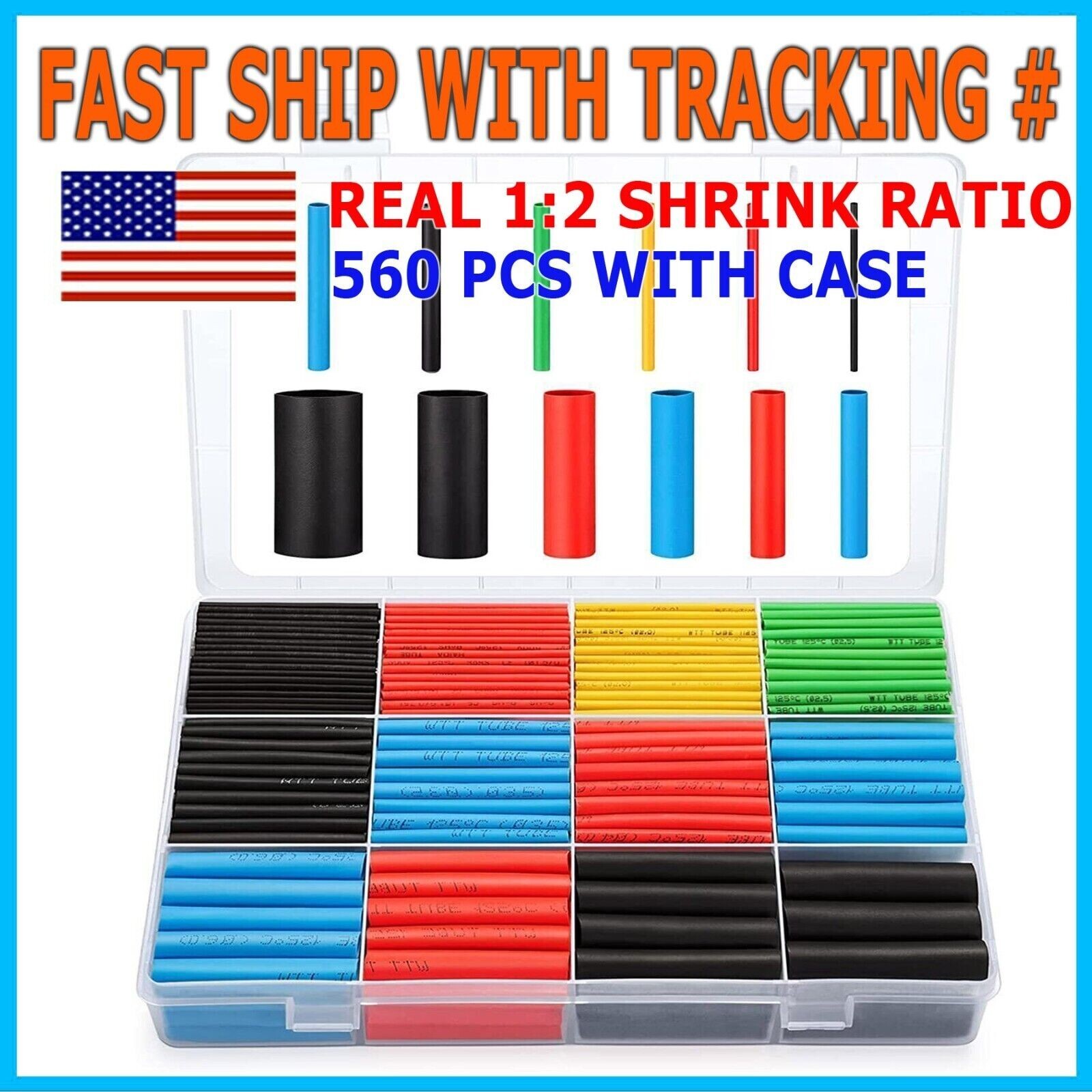 560Pcs HEAT SHRINK TUBING Insulation Shrinkable Tube 2 1 Wire Cable 560pcs-heat-shrink-tubing-insulation-shrinkable-tube-2-1-wire-cable