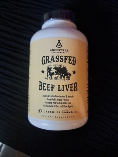 Ancestral Supplements Grassfed Beef Liver - 180 Capsules 500MG EA -BB 5 ...