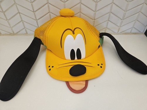 vintage DISNEY PARK 3D PLUTO HAT with EARS yellow Disneyland World dog Trucker | eBay
