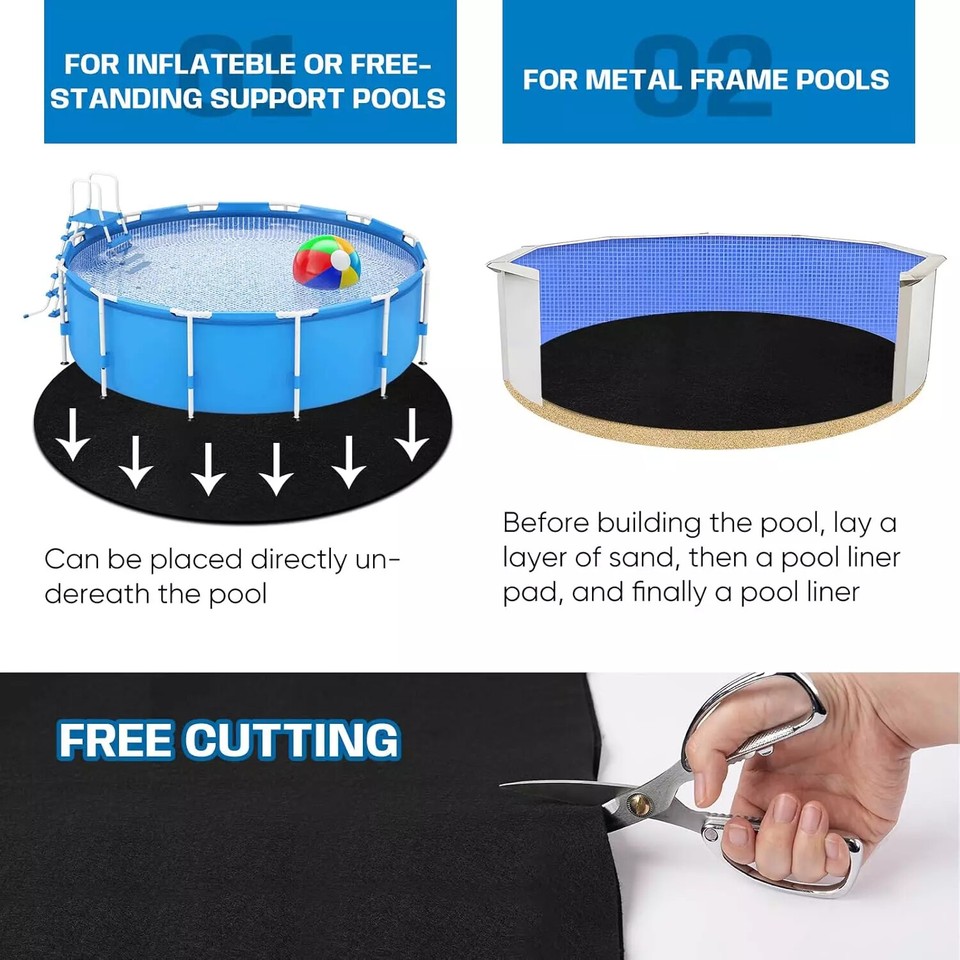 Above Ground Pool Liner Pad, 15FT Foot Round, Pre-Cut Heavy Duty ...