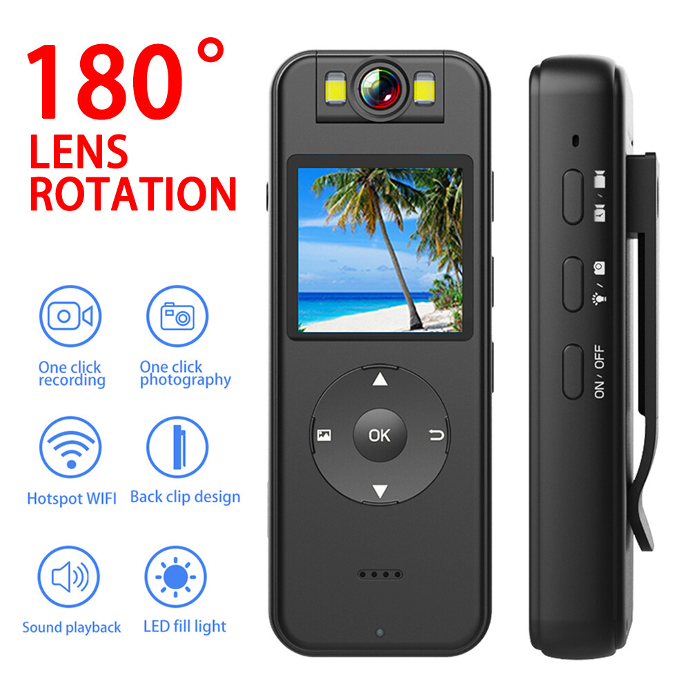 4K Camcorder Mini Pocket WiFi Camera Police Body Video DVR 180° Night ...