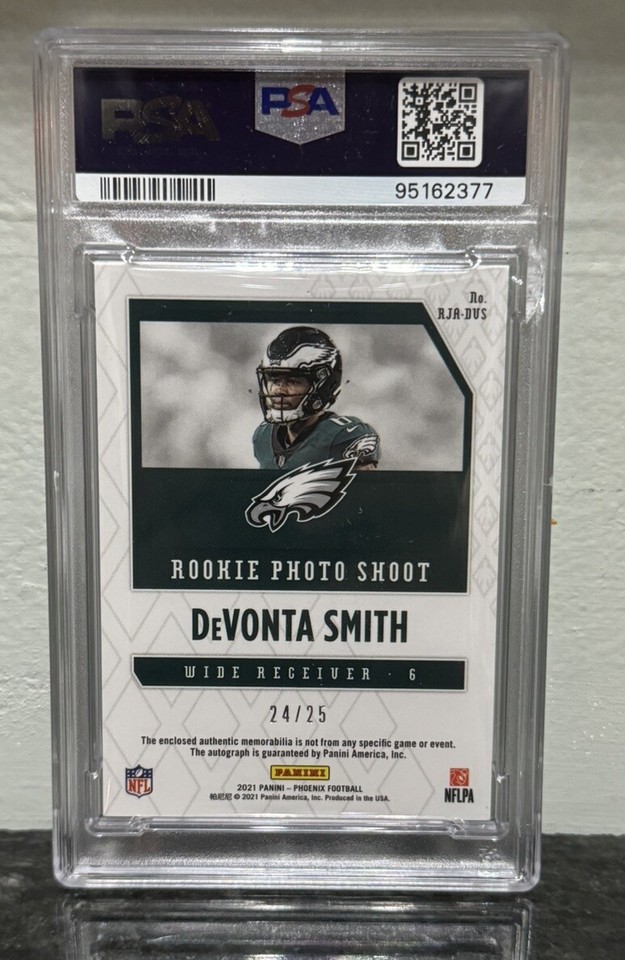 DeVonta Smith 2021 Phoenix RPA Rookie RC Patch Auto Prime Blue /25 PSA ...