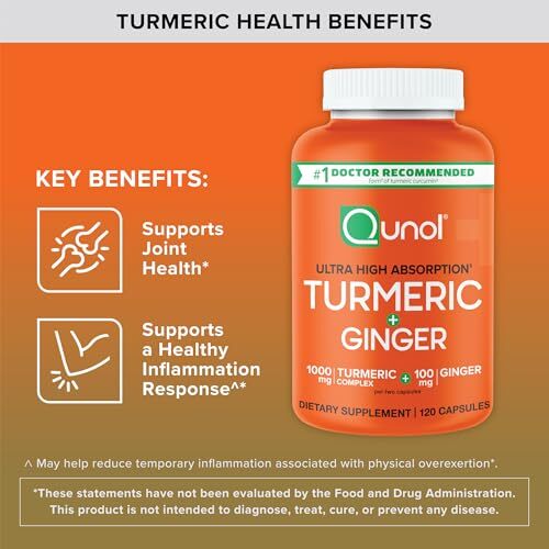 Qunol Turmeric and Ginger Capsules 1000mg Turmeric Supplement Ultra ...