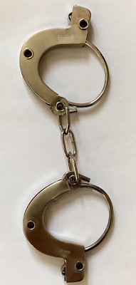VINTAGE KIDS TOY 8” METAL HANDCUFFS-PUSH BUTTON-NOVELTY GIFT-POLICE ...