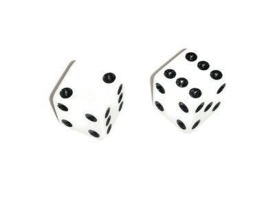 One Pair of 6 Sided Trick/Cheater/Loaded Game Dice 16mm d6 White with ...