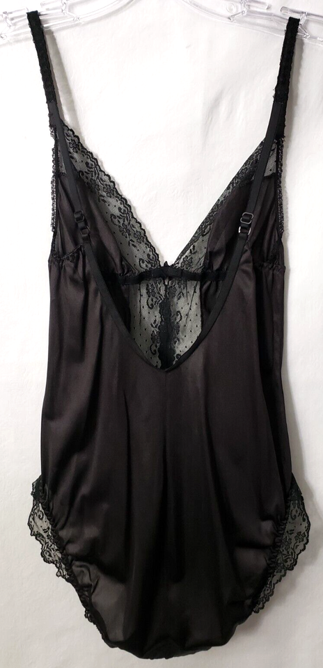 Vintage 90s Nylon Body Suit 34 S M Lingerie Sheer Lace Teddy Sexy Black ...