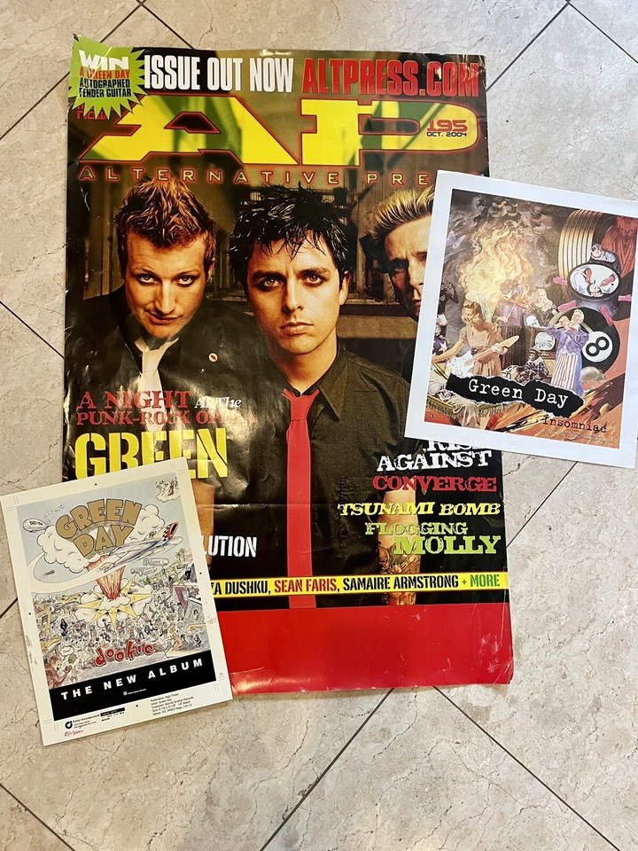 Green day poster bundle -Snipe -24x 36 Billboard ad 13 1/2x 16, press ...