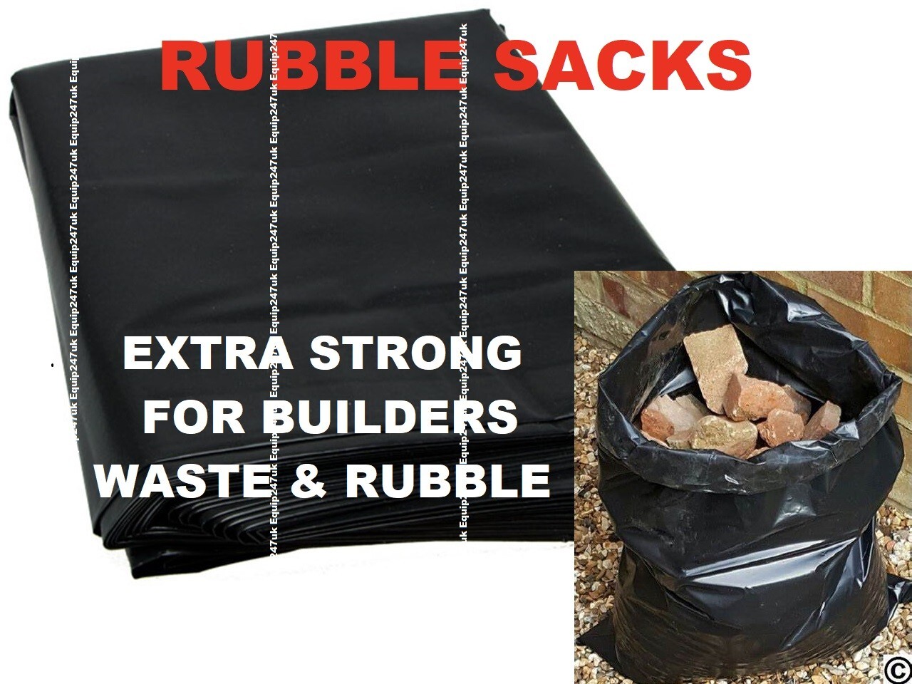 100 x EXTRA HEAVY DUTY BLACK RUBBLE BAGS/SACKS BUILDERS | eBay UK