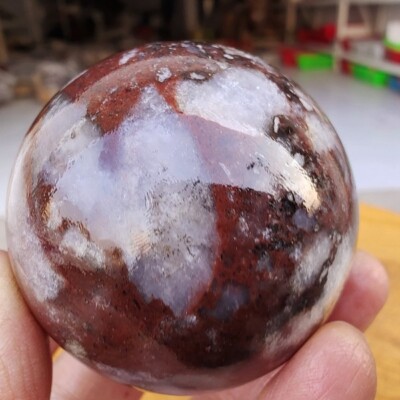 275g RARE Natural Red Crystal white snow Sphere Quartz Ball Healing | eBay