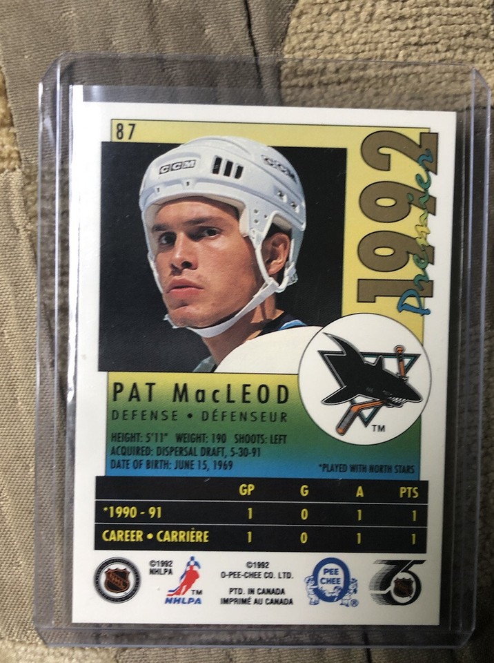 1992 o-pee-chee premier hockey #87 pat macleod | eBay