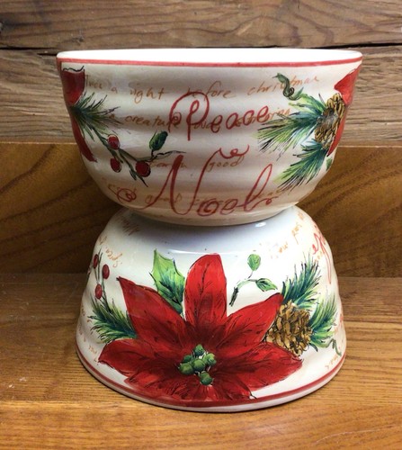 Maxcera Noel Ceramic Hand Painted, Hollow Poinsettia Bowl | eBay