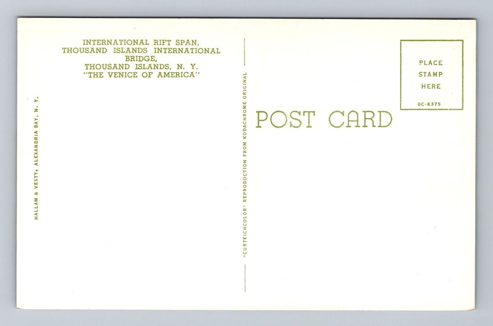 Thousand Islands NY-New York, Rift Span, International Bridge, Vintage ...