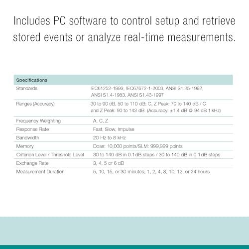 Extech SL400 Personal Noise Dosimeter USB Interface ‎ 2.6 x 1.3 x 4.2 ...