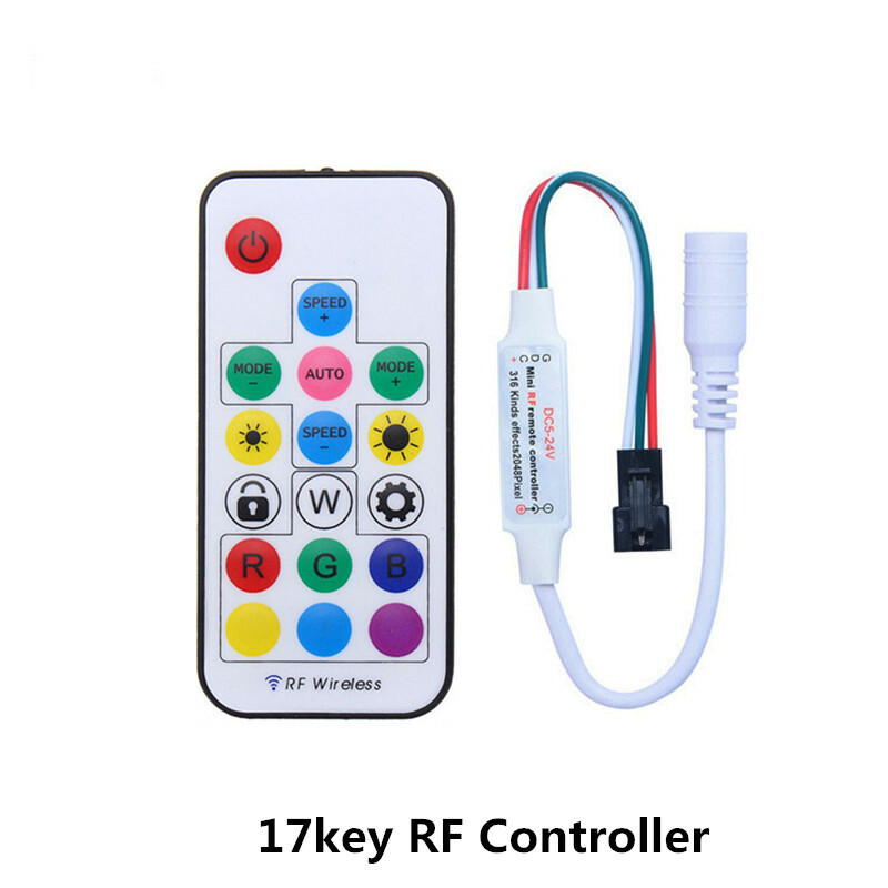 DC 5V-24V LED RF/IR/Music remote Controller for ws2812B ws2811 Led ...
