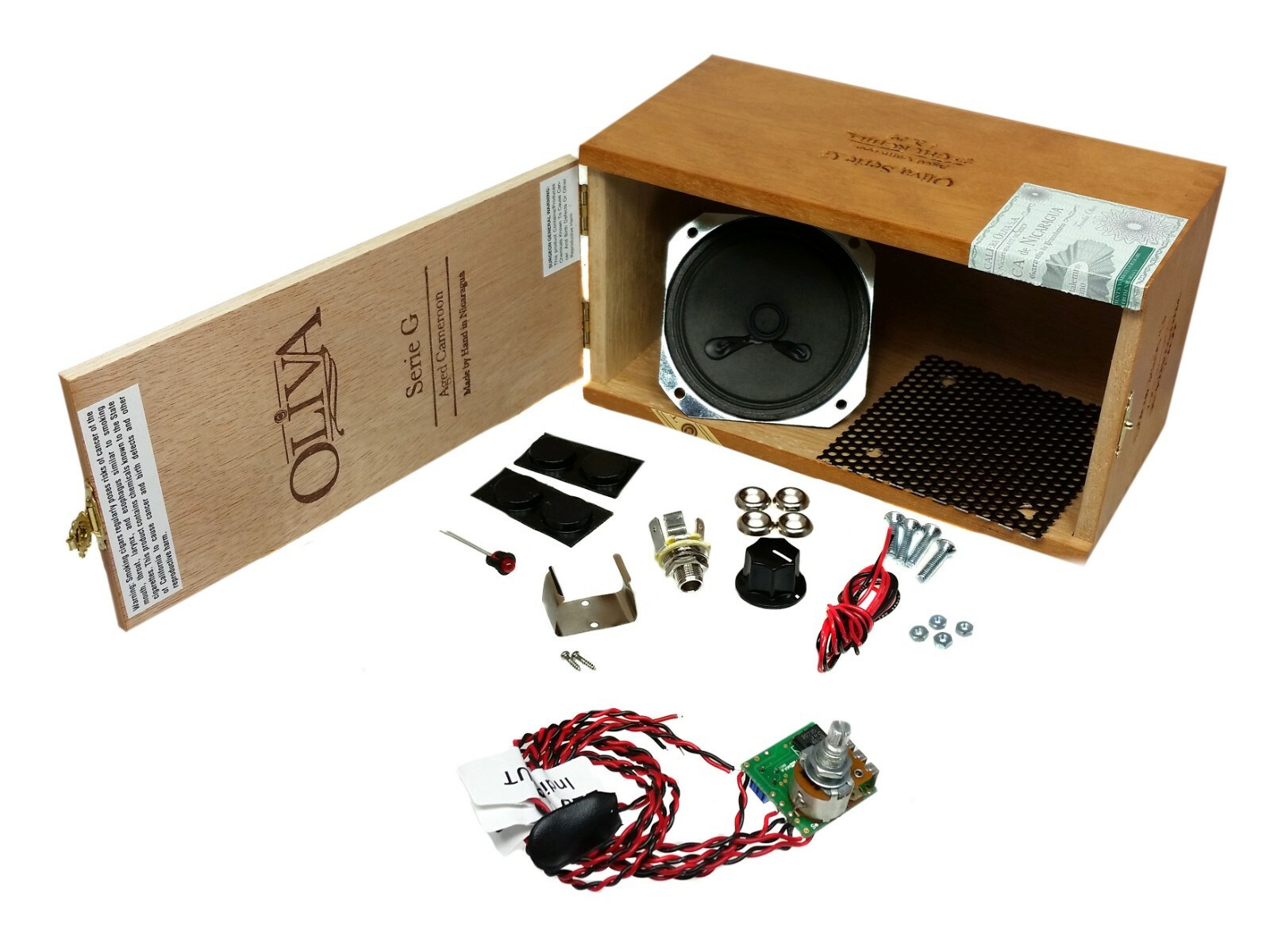 DIY 2.5 Watt Cigar Box Guitar Amplifier kit with All-Wood Box & Pre ...