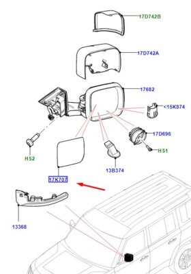 Land Rover Defender L663 Türspiegelglas vorne rechts LHD LR154404 NEU ...