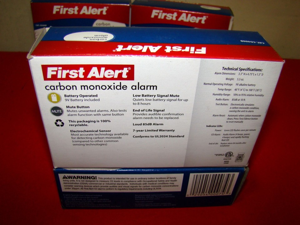 First Alert Carbon Monoxide Alarm CO Detector Batteries Smoke Alarm ...