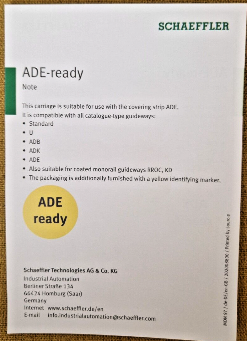 RWU25-E-HL-G2-V1 INA Führungswagen ADE ready | eBay
